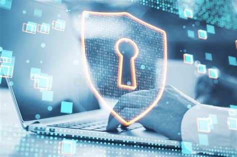 A Futuristic Representation Of Cybersecurity With A Digital Shield And Lock Symbol Stock Image