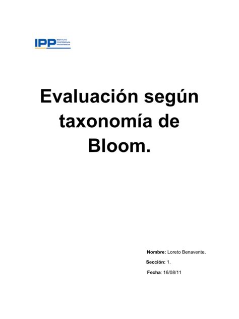 PDF Evaluación según taxonomía de bloom DOKUMEN TIPS