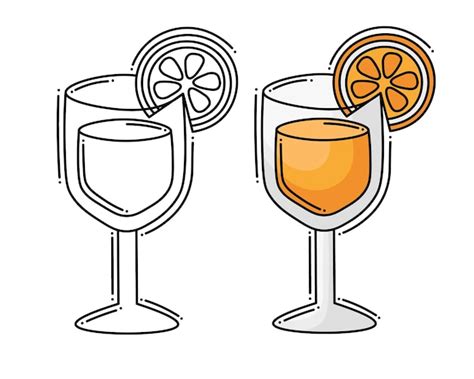 Premium Vector Doodle Flat Line Clipart Simple Vector Glass With A Drink All Objects Are