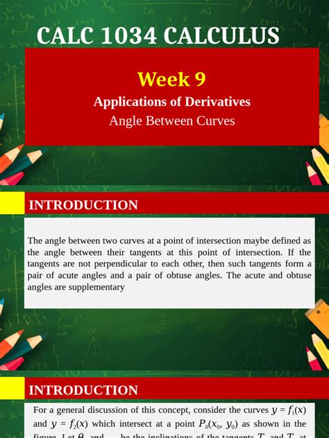 Lms Week 9 Calc 1034 Angle Between Curves 2 Pdf Tangent Slope