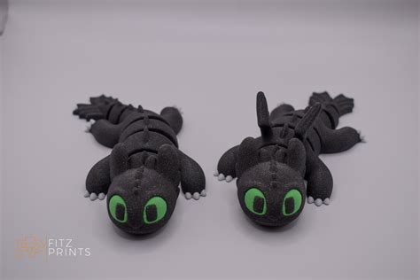 Toothless Httyd 3d Printed Flexible Figure Etsy