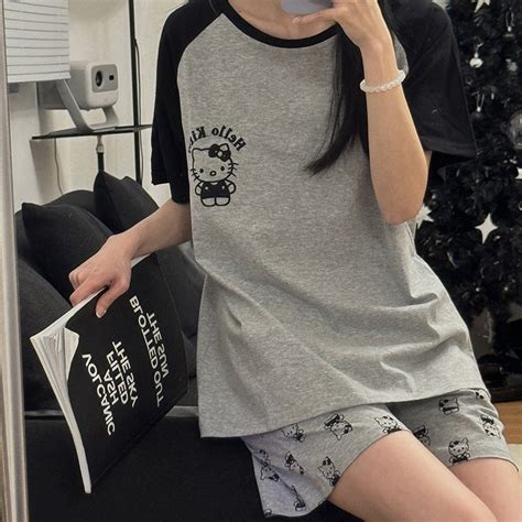 đồ Ngủ Hello Kitty Set đồ Nữ Hello Kitty Áo Thun Mùa Hè Quần Short Bộ
