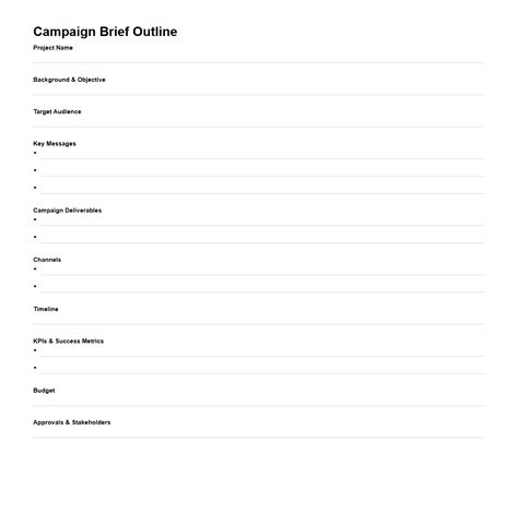 Creative Brief Document Template For Advertising Campaigns