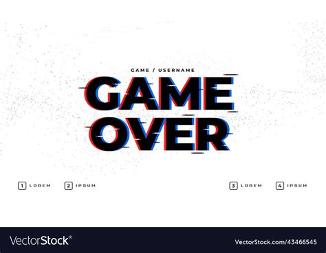 Game Over Text In Glitch Style Background Vector Image