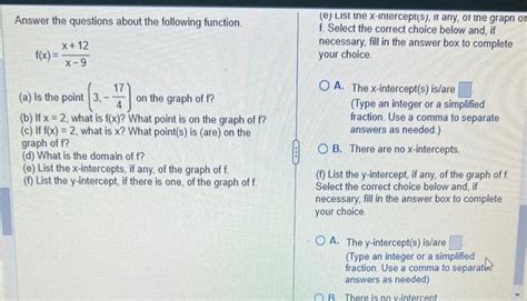 Solved Answer The Questions About The Following Function Chegg
