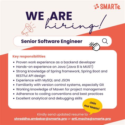Hiring Smarte Seniorsoftwareengineer Java Spring Springboot Hibernate Reactjs Nodejs