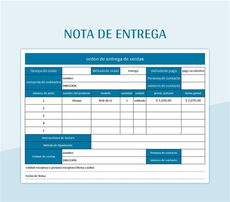 Plantillas Orden De Entrega Para Excel Gratis y Hojas de Cálculo de ...