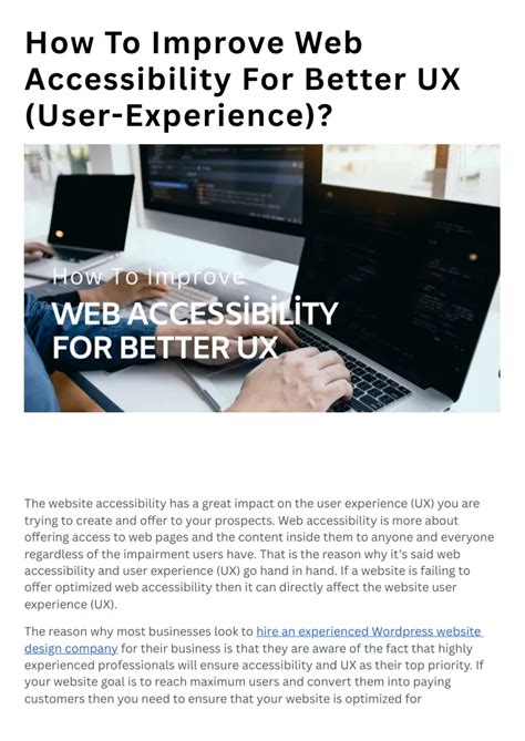 ppt how to improve web accessibility for better ux user experience