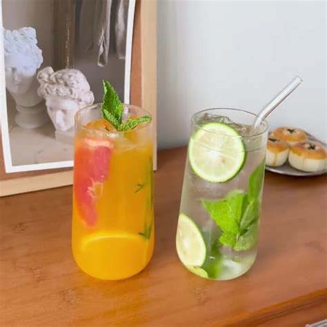 网红玻璃杯 ins风喝水杯子透明饮料杯果汁杯女家用北欧风创意餐厅 阿里巴巴