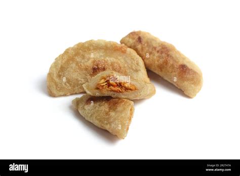 Cireng Filled With Spicy Chicken Isolated On White Background Stock