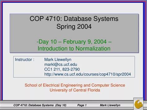 PPT COP 4710 Database Systems Spring 2004 Day 10 February 9 2004 Introduction To