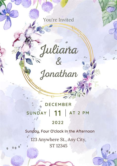 Purple Rustic Wedding Invitations