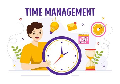 Time Management Vector Illustration With Clock Controls And Tasks