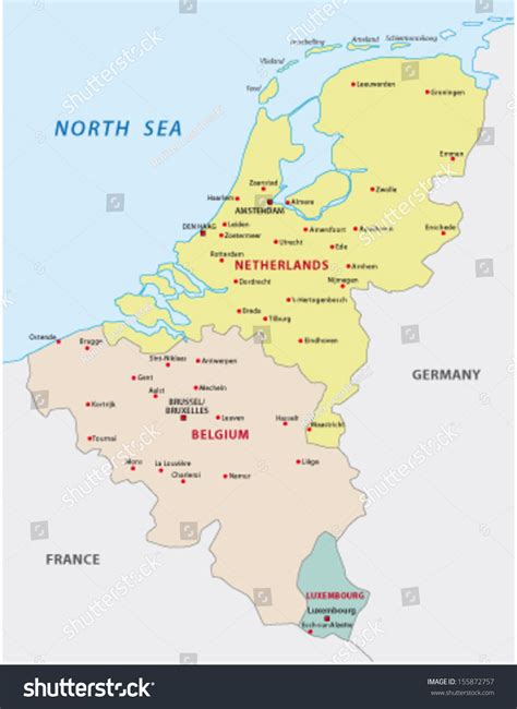 Benelux Map Stock Vector 155872757 Shutterstock