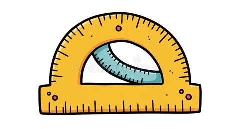 Colorful Illustration Of A Yellow Protractor With A Semi Circular Shape
