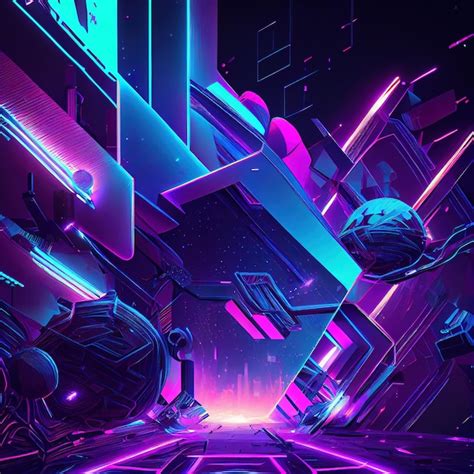 Premium Photo 3d Neon Geometry Background Generative Ai