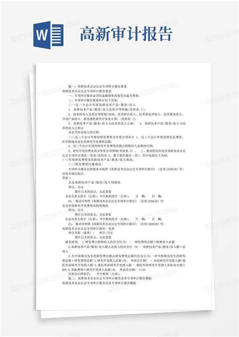 高新专项审计报告 共6篇 Word模板下载 编号loampmvy 熊猫办公