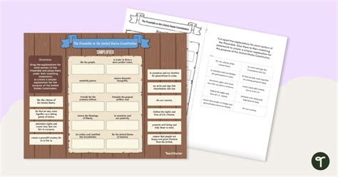 Interactive Preamble To The Constitution Activity Teach Starter