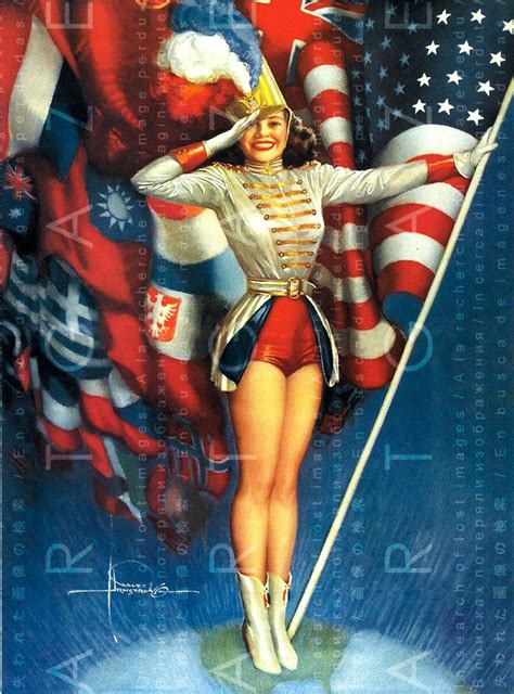 Gorgeous Patriotic Cheerleader Pin Up Waving The American Etsy