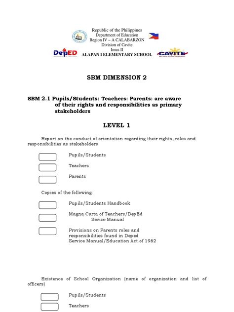 Sbm Indicators Pdf Teachers Evaluation