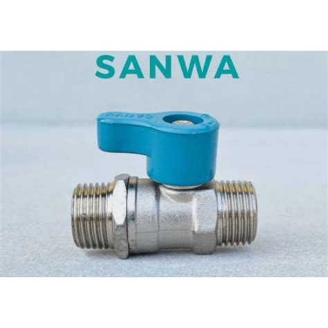 Pro สุดคุ้ม มินิบอลวาล์ว ผผ มม Sanwa 1 2 นิ้ว สีฟ้า ก็อกน้ำ สอง