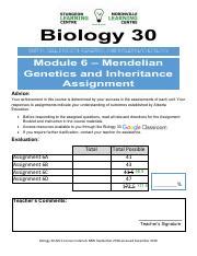 B Module Assignment To Print Pdf Biology Module Mendelian