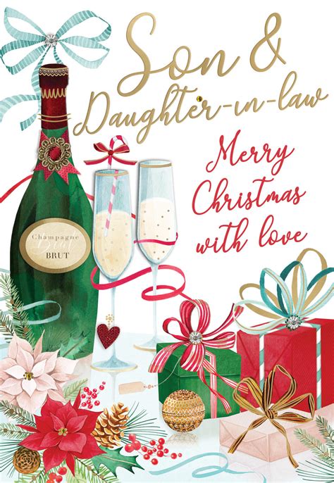 Son And Daughter In Law Embellished Magnifique Christmas Card Cards