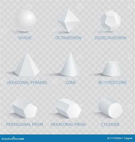 Octahedron Cone Cylinder Square Pyramid Figures Vector Illustration 121710928
