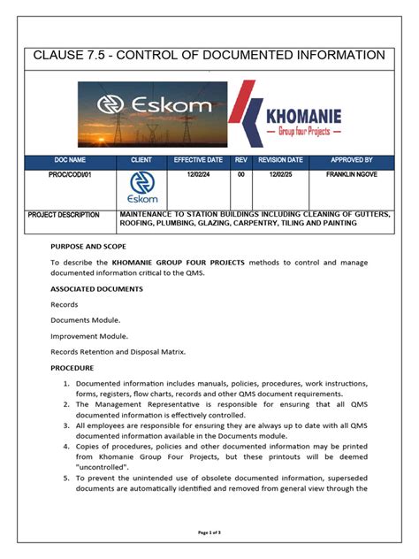 A5 Control Of Documented Information Pdf Backup Quality Management System