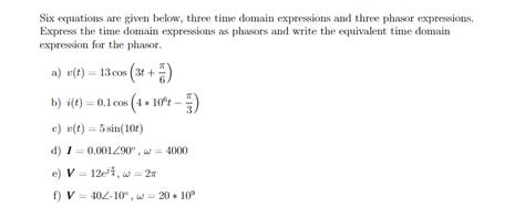Solved Equations Are Given Below Three Time Domain Chegg