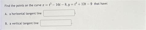 Solved Find The Points On The Curve X T2 16t 8 Y T2 12t 9