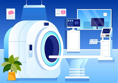 의료 검사 및 Ct 스캔 디자인에 의사와 Mri 또는 자기 공명 영상 그림 프리미엄 벡터