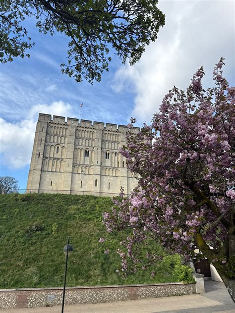 Low Angle View Of Norwich Castle In Norwich United Kingdom Framed By