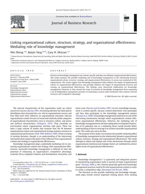 SOLUTION Linking Organizational Culture Structure Strategy And