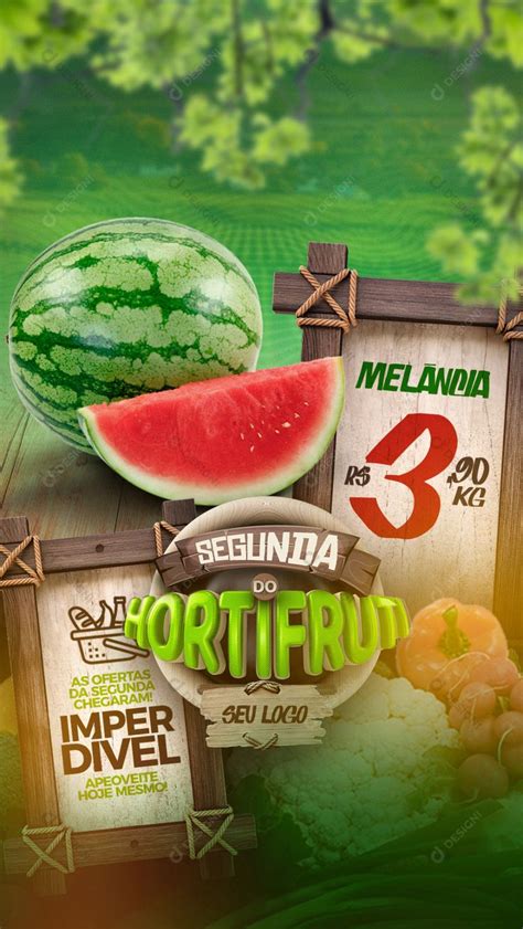 Post Story Segunda Do Hortifruti Fruta Melancia Social Media PSD