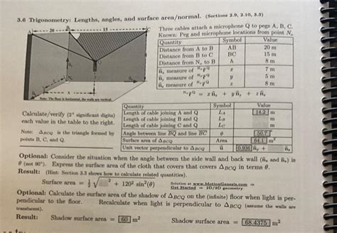 Solved 3 6 Trigonometry Lengths Angles And Surface