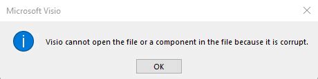 Visio Cannot Open The File Or A Component In The File Because It Is Corrupt Visio 2016