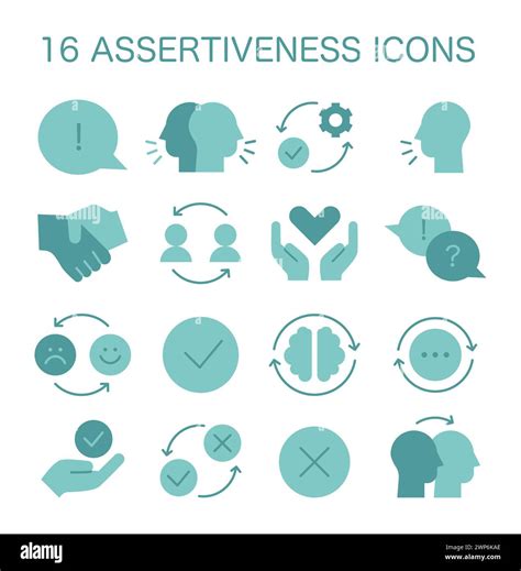 Assertiveness Icon Set Articulate Self Expression And Clear