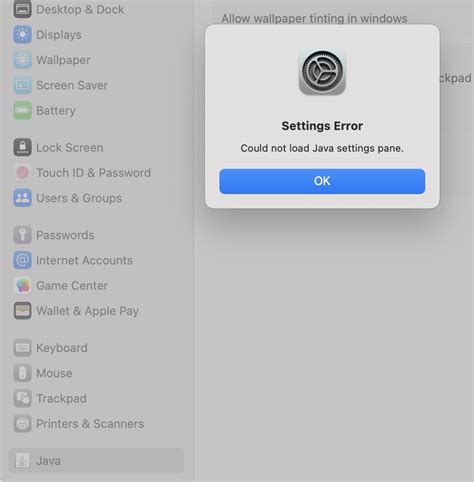 could not load java settings pane on mac apple community