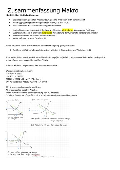 Zusammenfassung Makro Zusammenfassung Makro Überblick über Makroökonomie Bezieht sich auf