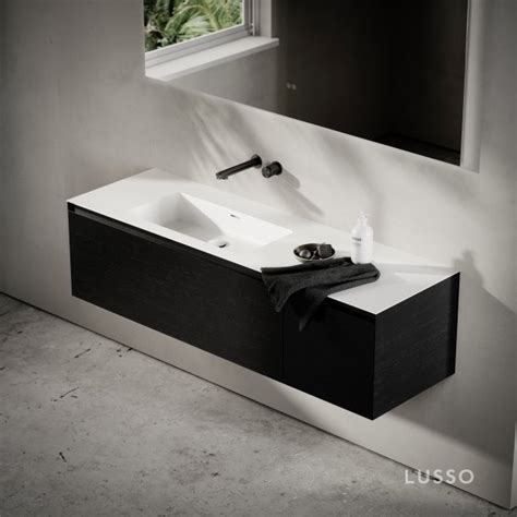 Black Wall Hung Basin By 1500mm By Vanity Units
