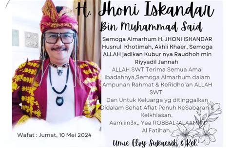 Jhonny Iskandar Wafat Penyanyi Dangdut Berduka