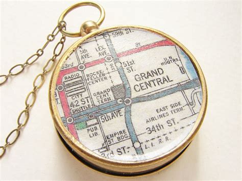 Nyc Subway Map Compass Keychain Personalized T Manhattan Etsy