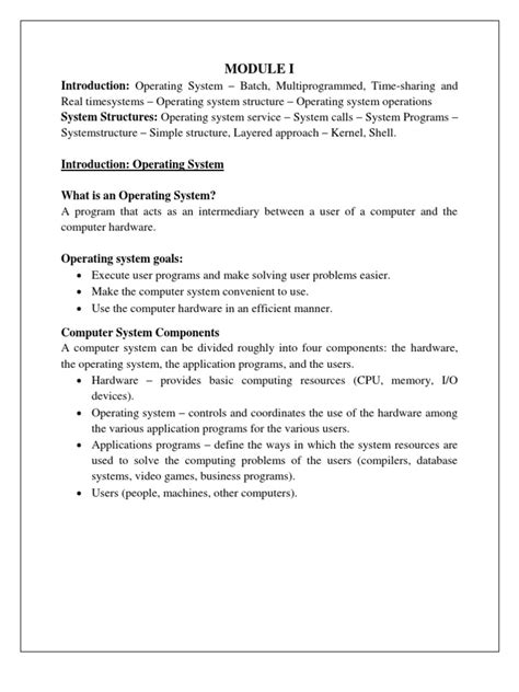 Os Module I Pdf Operating System Computer Program