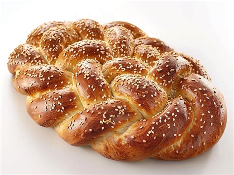 Premium Photo Braided Loaf Bread With Sesame Seeds Isolated On White