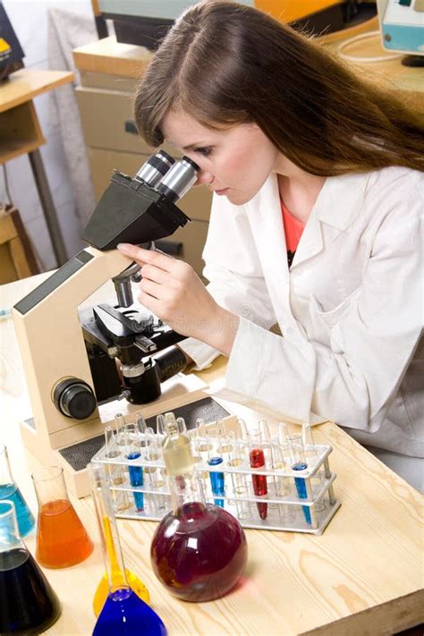 Woman Analyzing Samples In A Lab Stock Photo Image Of Biology Looking 19731466