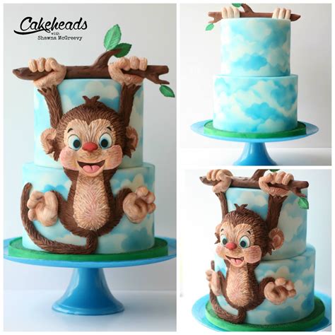 Adorable Monkey Cake With Blue Icing