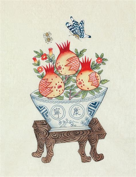 초충도 본그림 수박 가지 양귀비 맨드라미 아트 드로잉 나비 그림 미술 참고 자료
