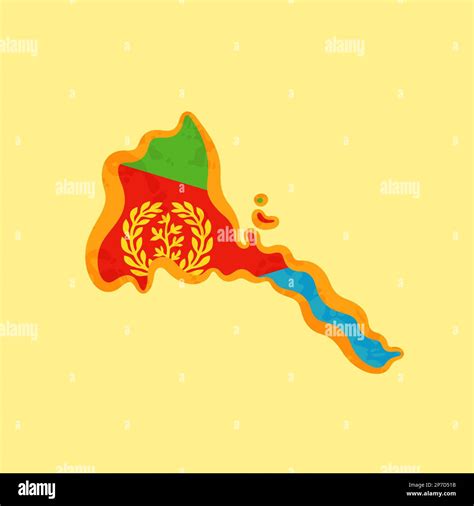 Map Of Eritrea Colored With The Flag And Marked With A Golden Line In