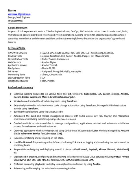Devops Resume 81 Pdf Cloud Computing Amazon Web Services